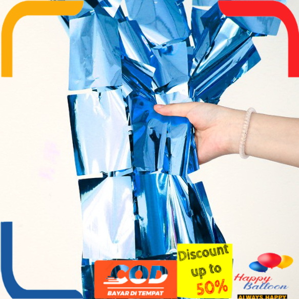 Tirai Ulang tahun Kotak Jenis Metalik rumbai ultah Foil satuan murah ...