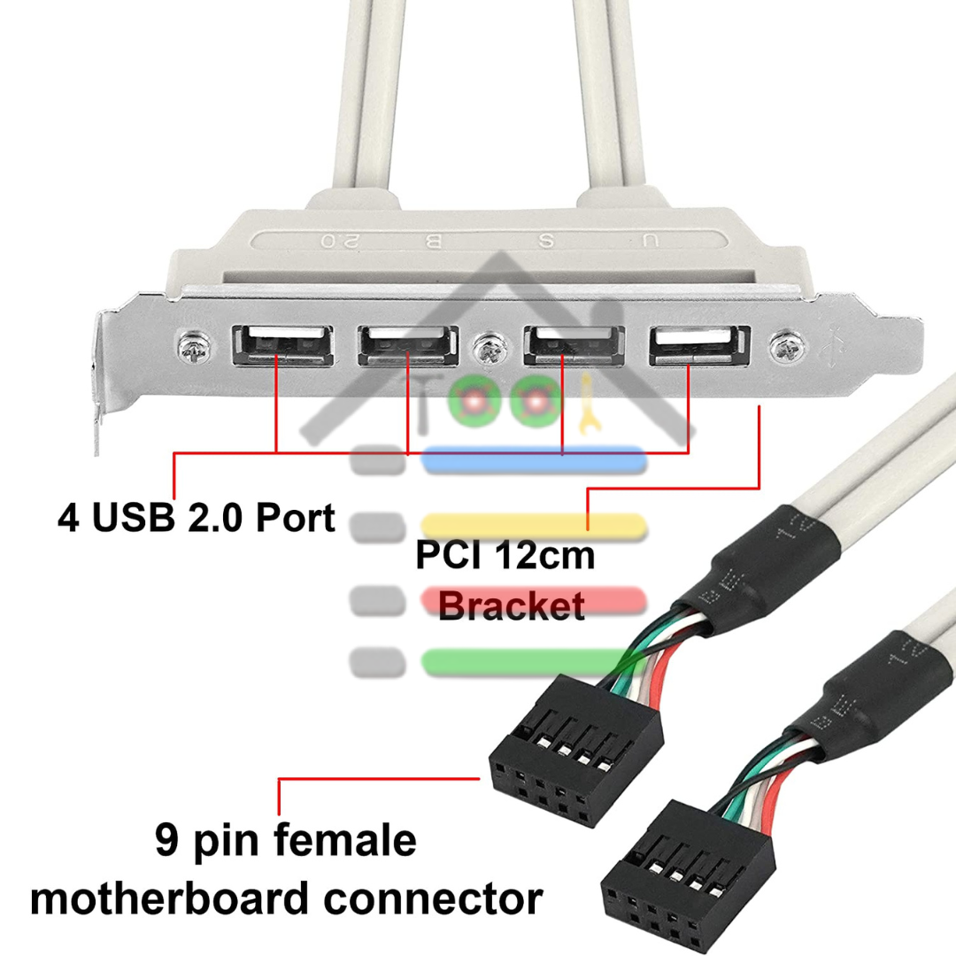 4 PORT USB EXTENTION SLOT FOR PC DESKTOP 2.0 9PIN REAR BACK PANEL ...