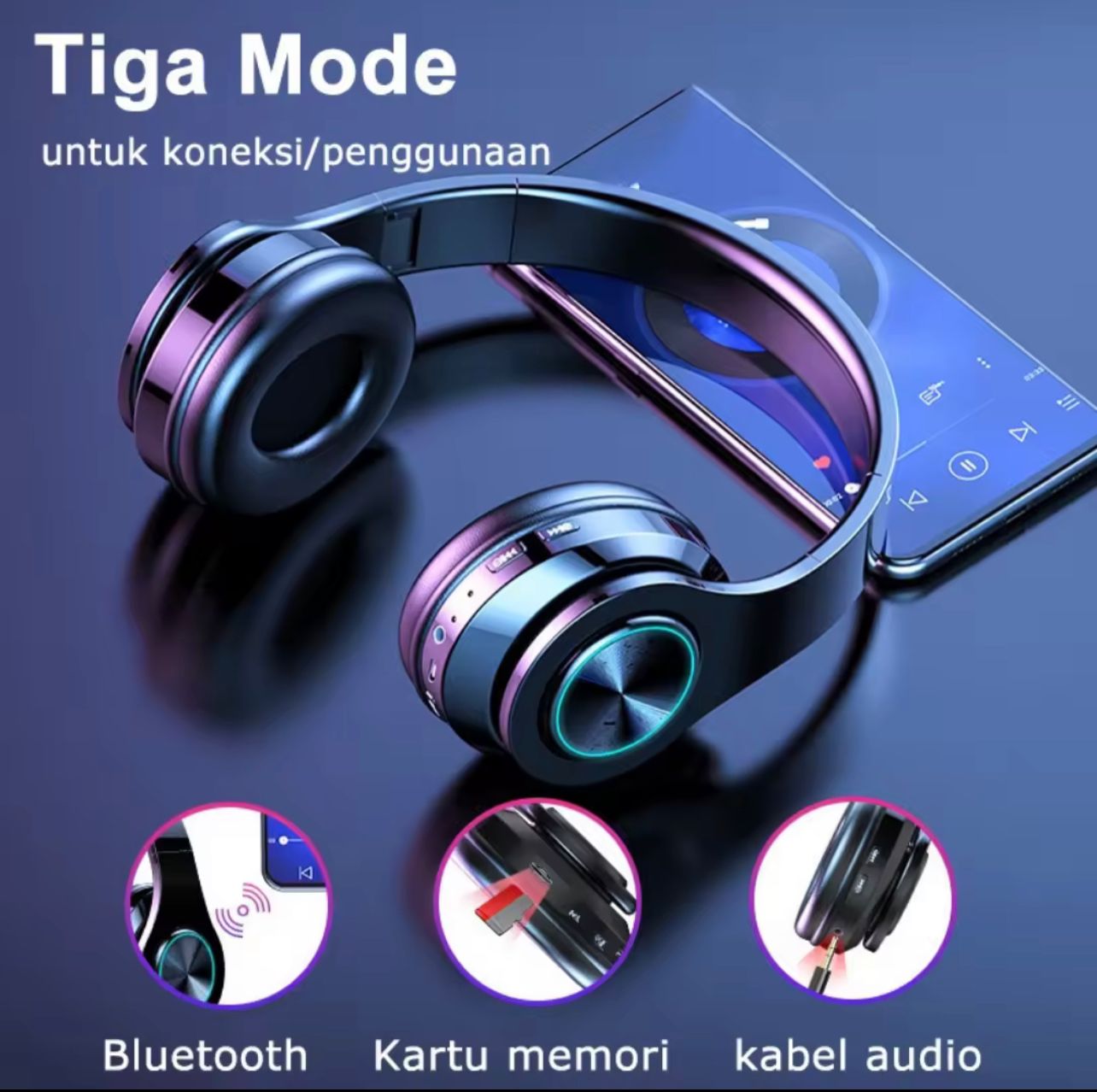 Paling Diminati ….. Headset Bluetooth Suara Extra Bass Tampilan Led ...