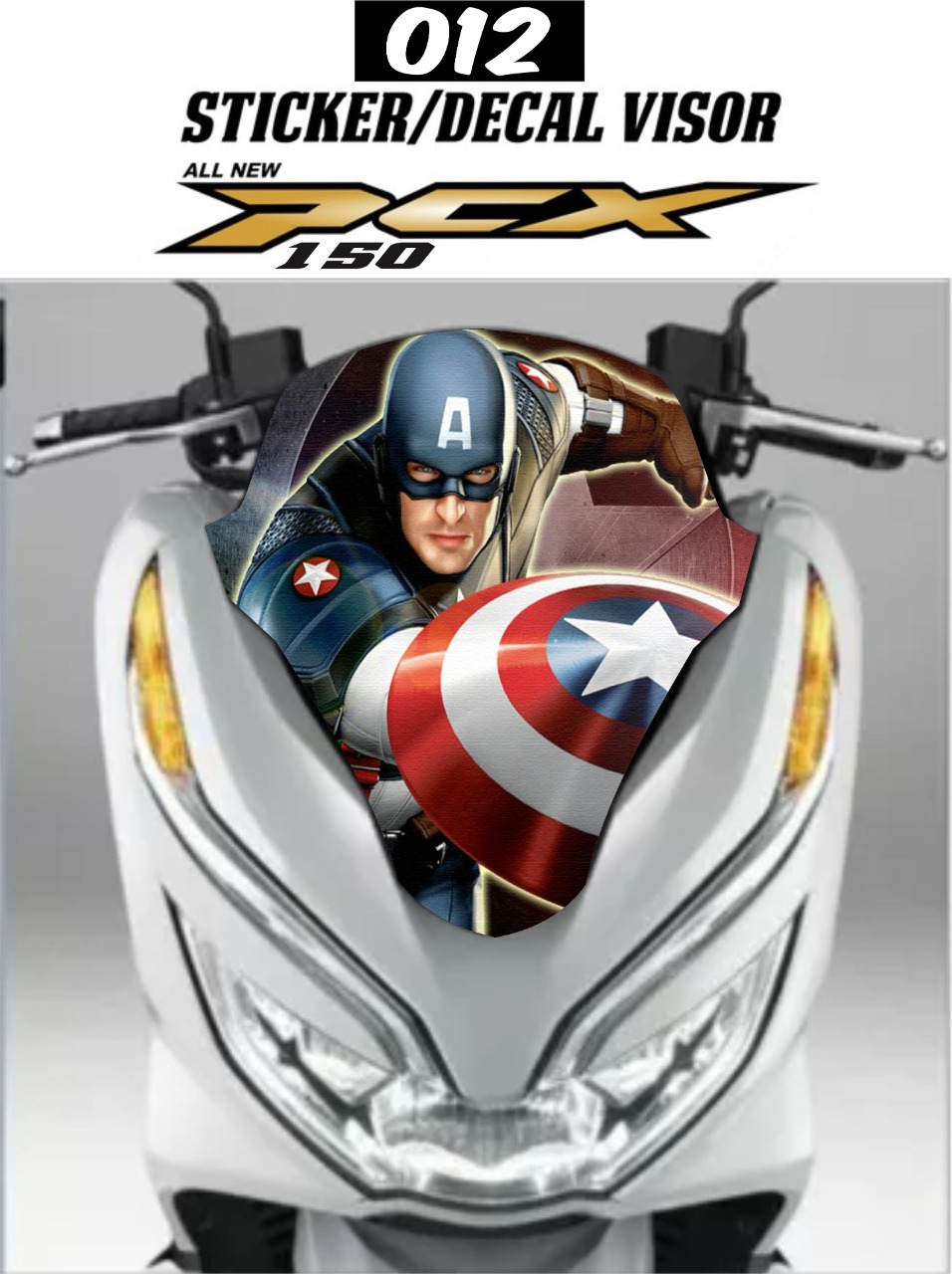 Stiker PCX 150 Winshield Tameng Sticker visor Variasi Logo Avenger ...