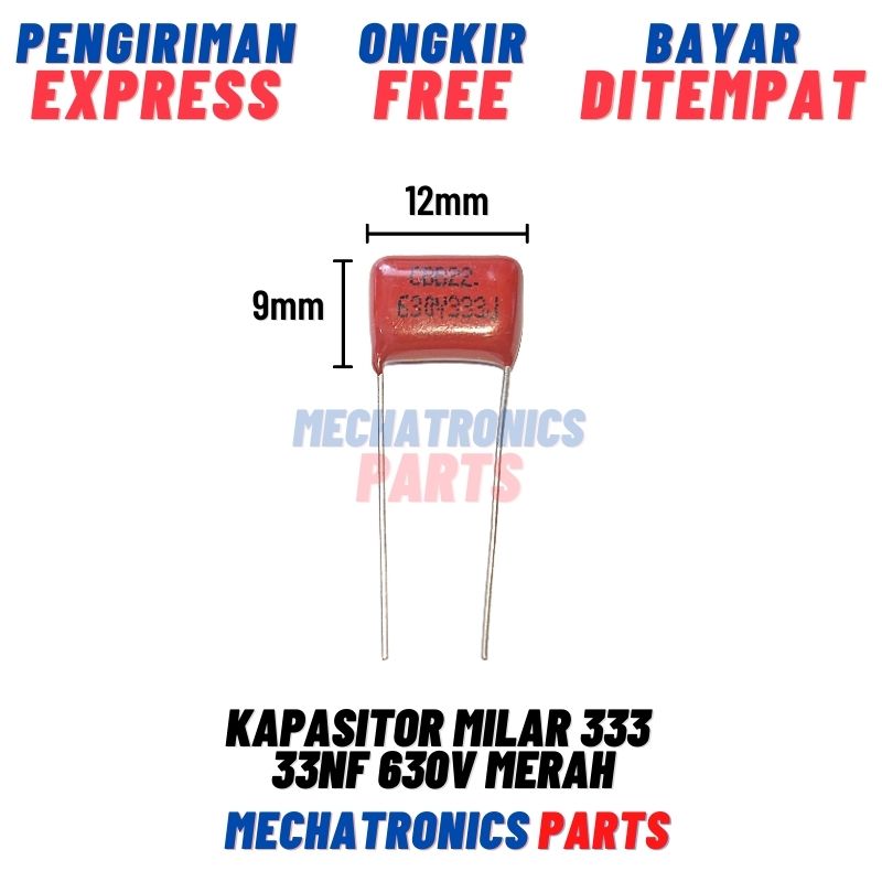 Kapasitor Milar 333 33nF 630V Merah Capacitor Mylar Polyester Film ...
