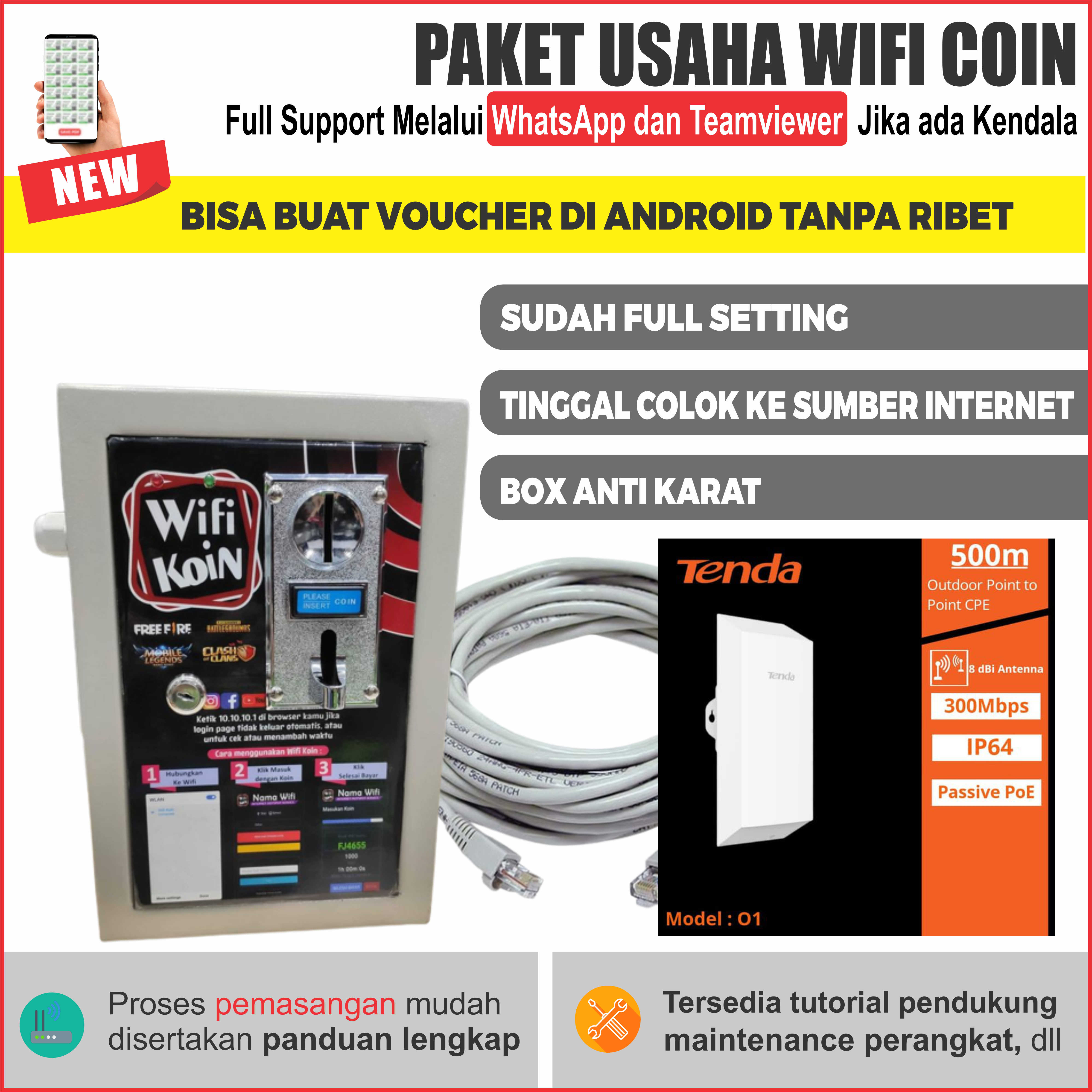 Paket Usaha Wifi Coin Full setting saip pakai Dengan Tenda 01 Sebagai ...