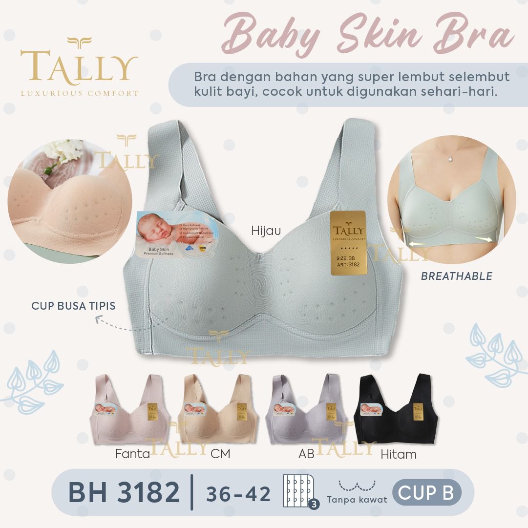 Tally 3182 Bra BH Wanita - Baby Skin Seamless Busa Tipis Cup B | Tali ...