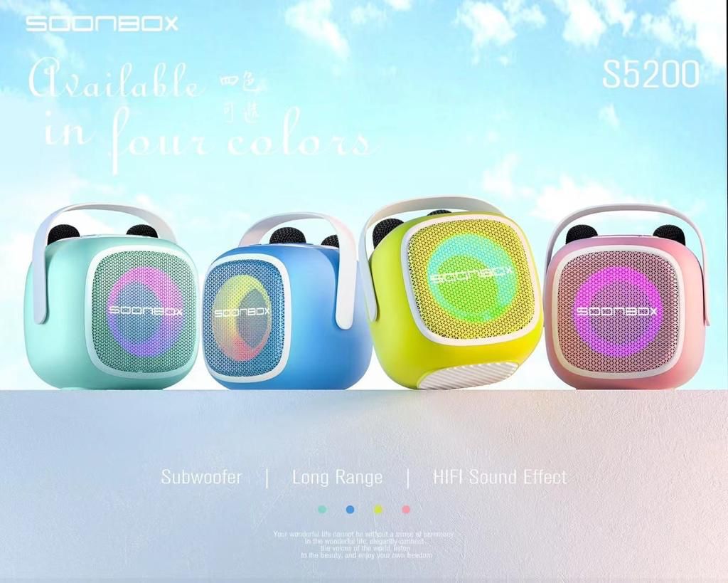 Speaker Soonbox RGB S5200 + 2 Mic wireless Bluetooth 5.1 Stereo Tws ...