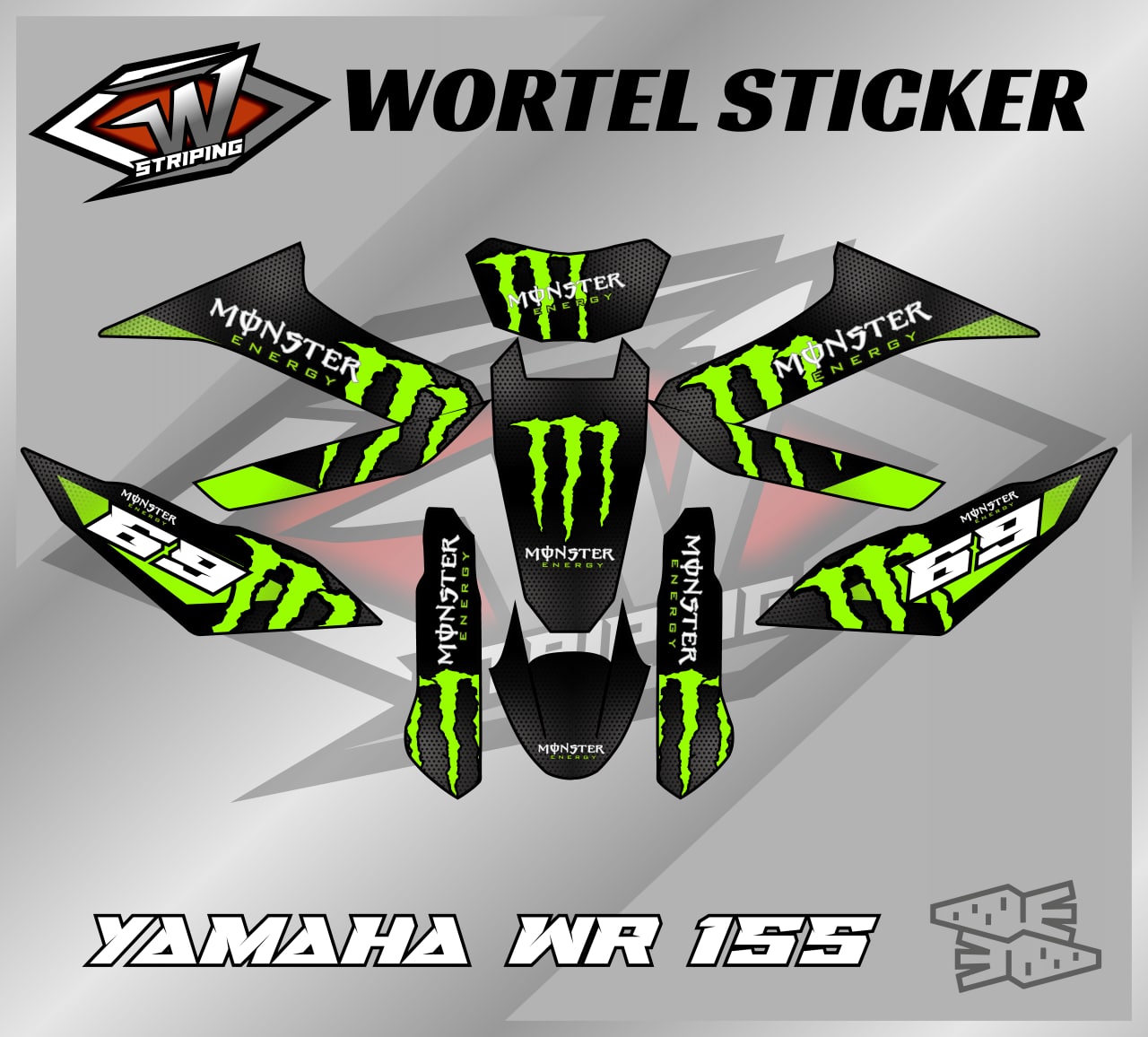 Striping WR155-Stiker Hologram Decal Yamaha WR 155 Monster Energy ...