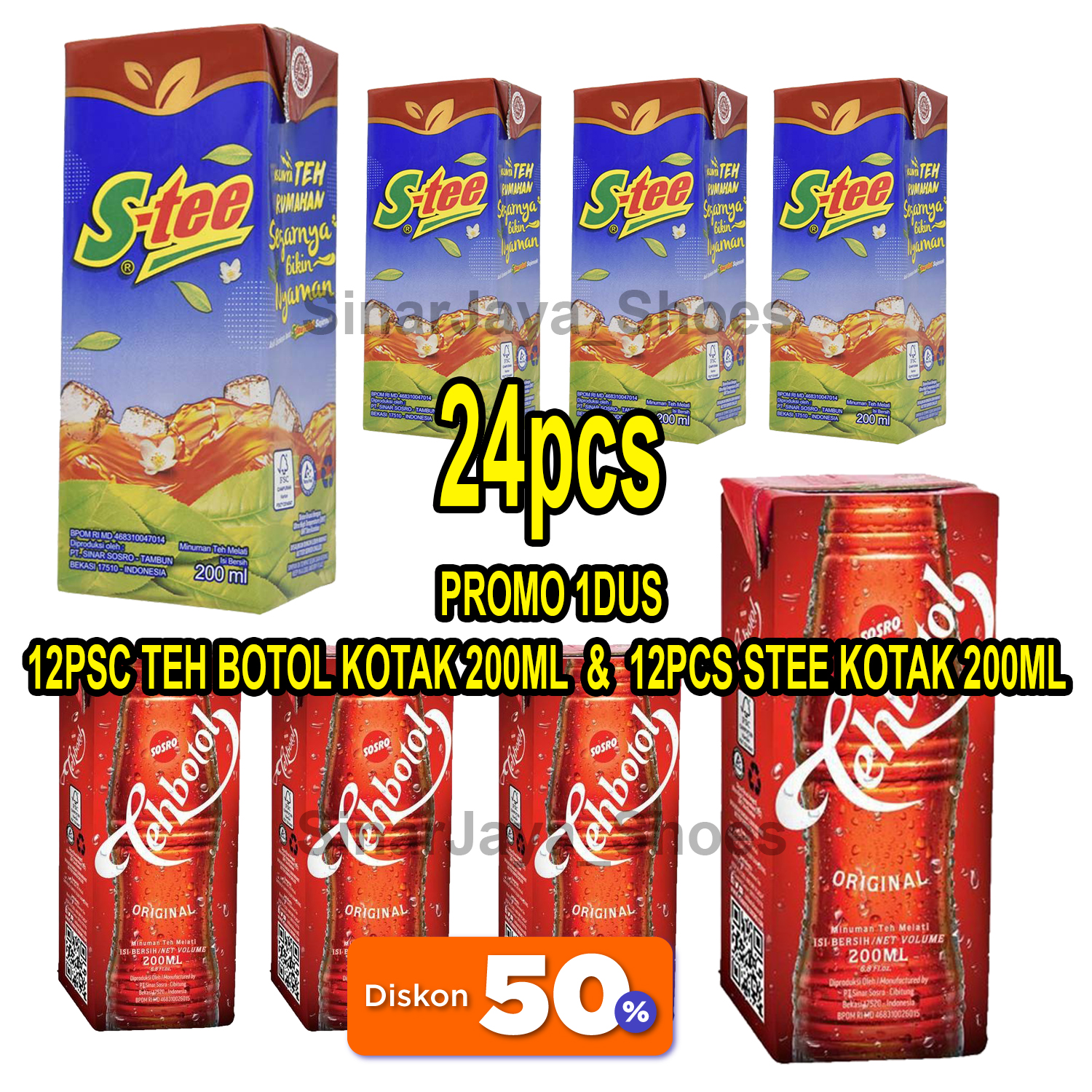 Promo Mix Hemat Teh botol Sosro Kotak 200 ml Mix Stee Kotak 200 ml ...