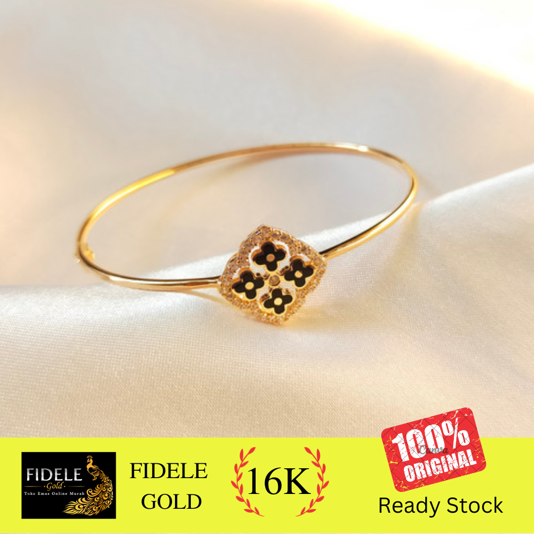 Gelang bangle bunga clover fashion vc emas asli kadar tua 70 | Lazada ...