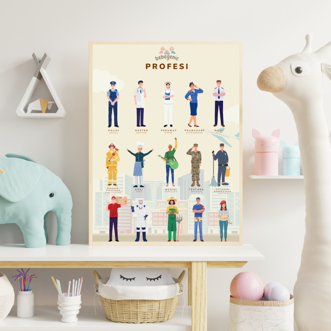 BEBEGENIC Poster Edukasi Anak Aesthetic - Poster Belajar Profesi ...