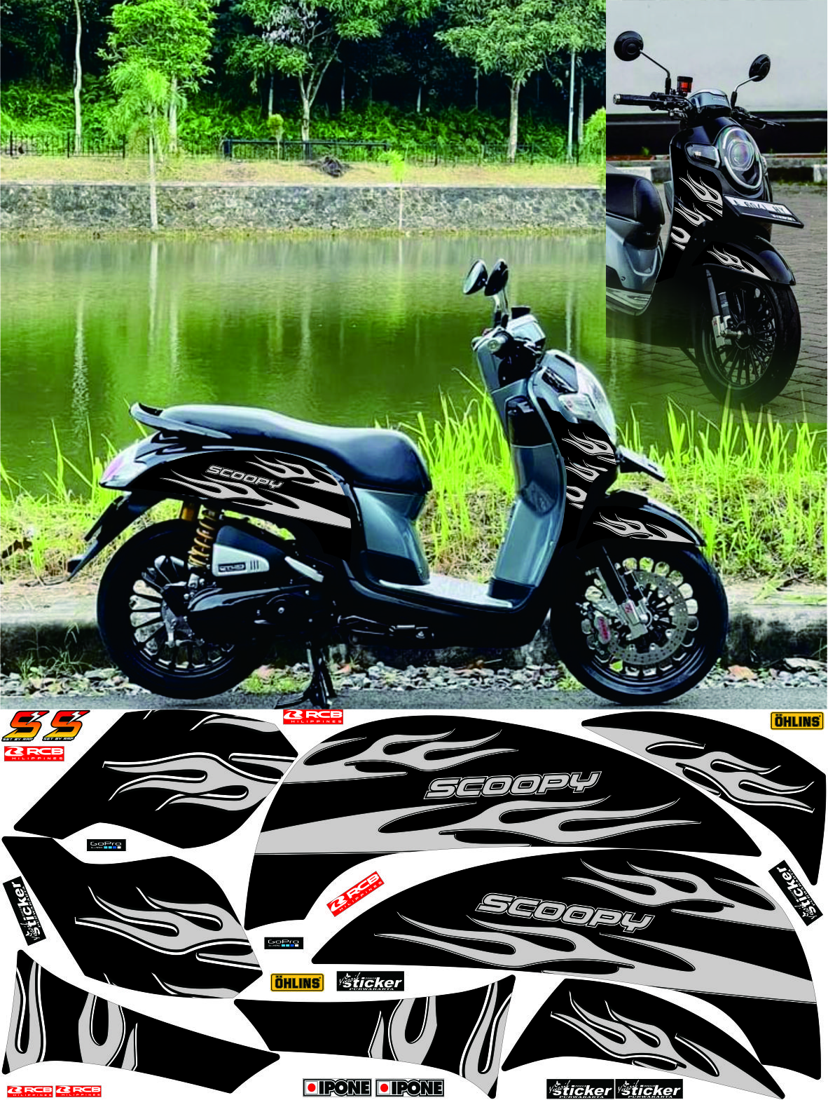 Striping Scoopy Apii Viral Variasi Simple Semi Pull Sticker Api Scoopy ...