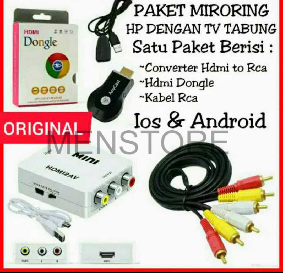 MENSTORE - Paket lengkap sambungan HP android ke TV tabung (anycast ...
