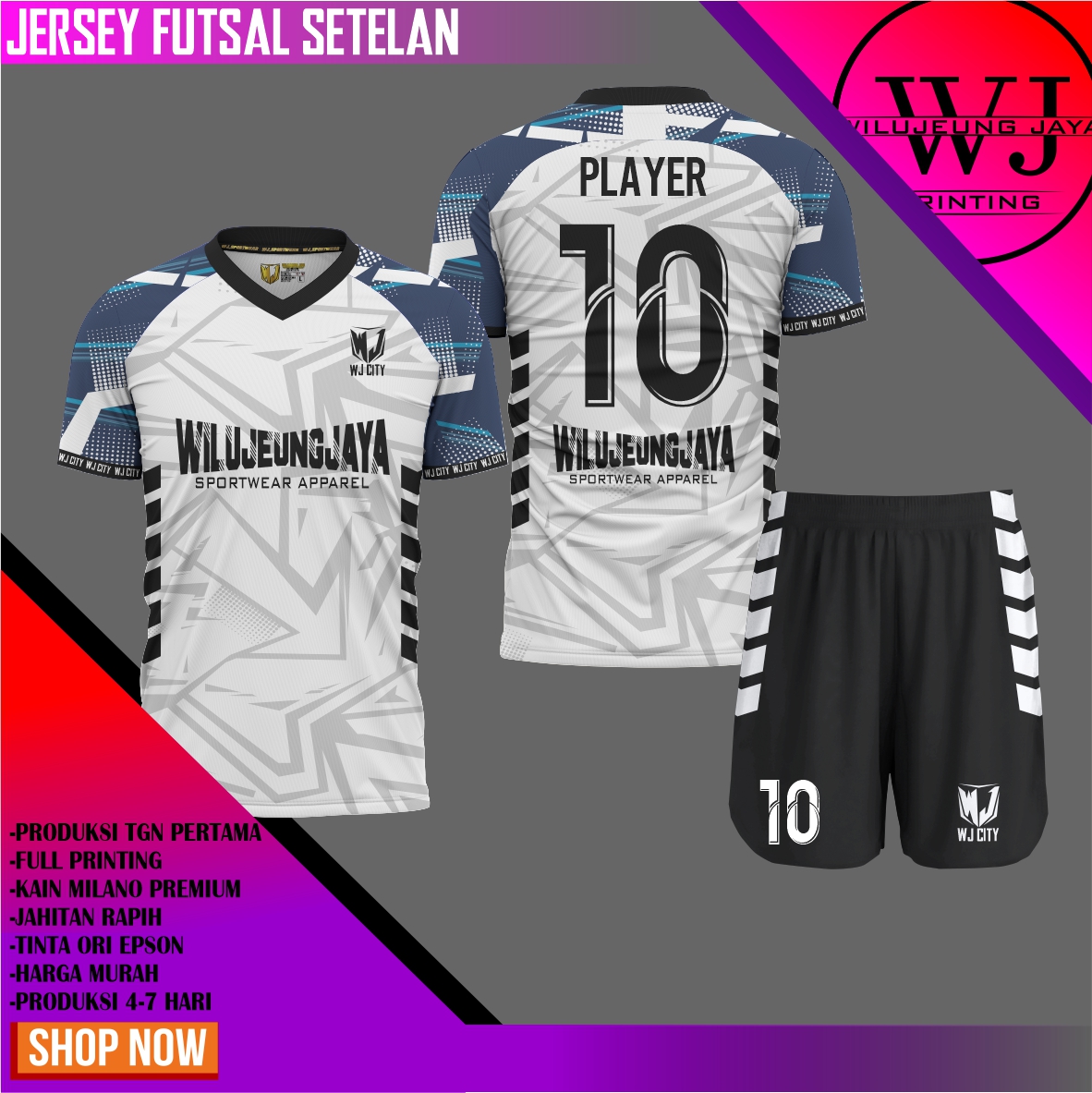 JERSEY FUTSAL FULL PRINTING COSTUM LOGGO,NICKNAME DLL POLA REGLAN ...