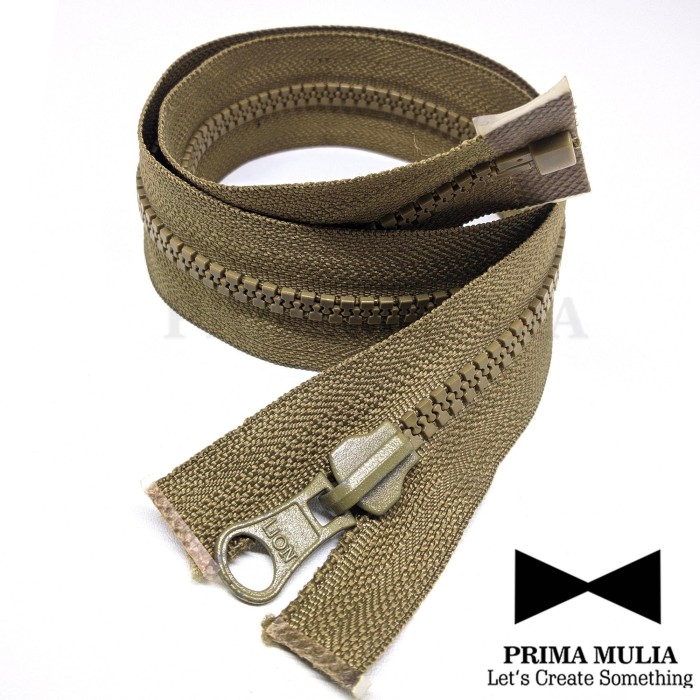 RESLETING JAKET NO 5 GIGI VISLON 16 INCHI 40CM MODEL BULAK BALIK GRADASI WARNA COKLAT CREAM TAN ...