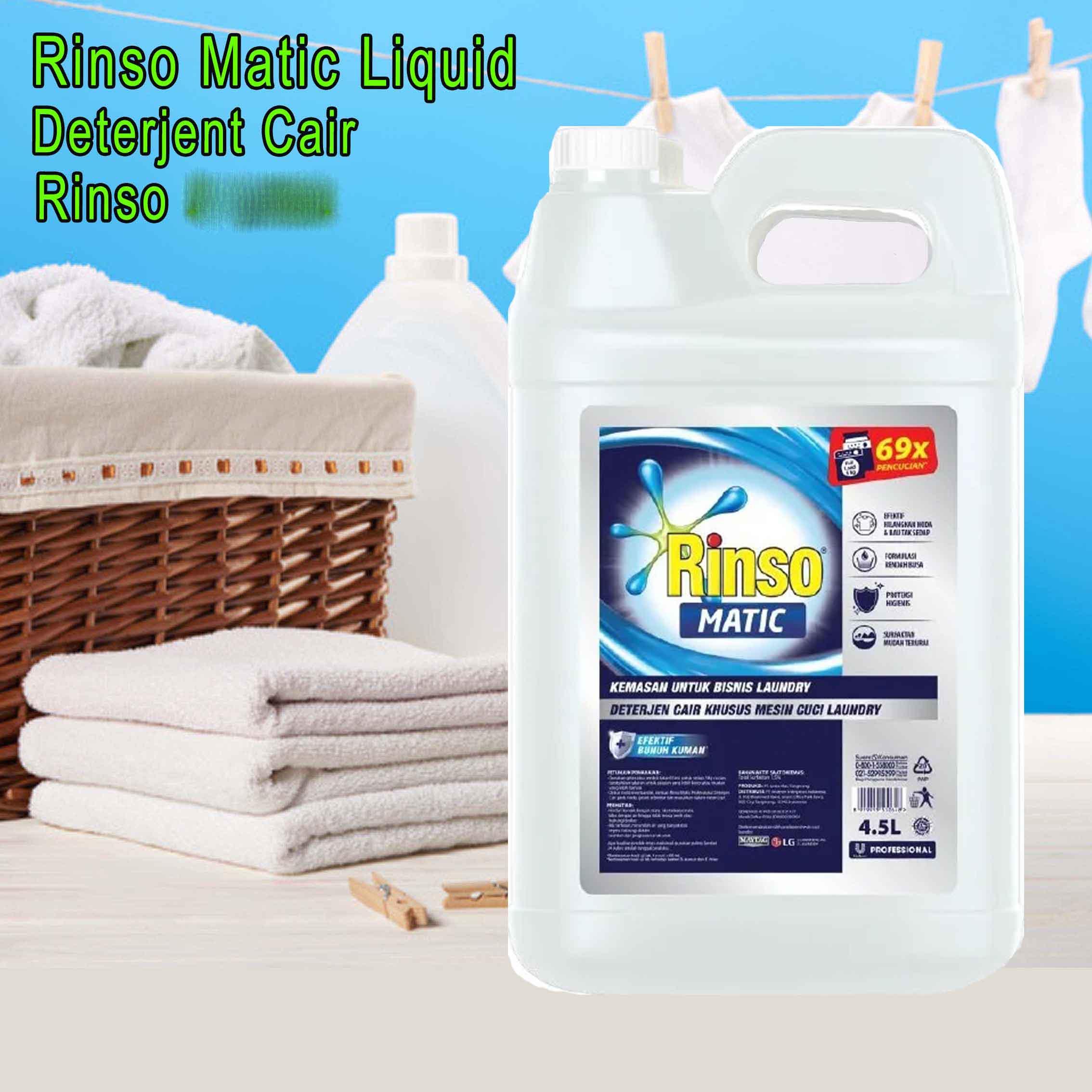 Rinso / Rinso Matic Liquid / Deterjent Cair / 4.5 liter | Lazada Indonesia