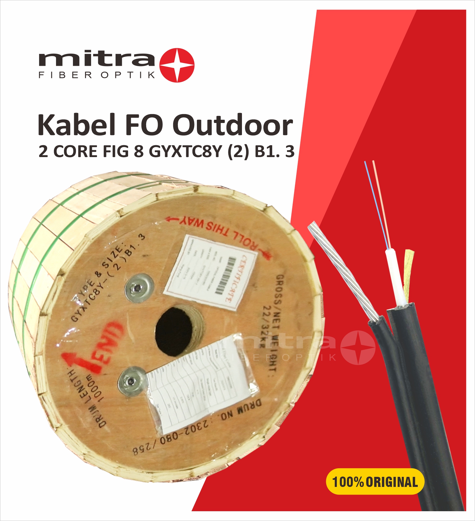 Kabel Fiber Optik FO 2 core Fig 8 GYXTC8Y 1000M Falcom | Lazada Indonesia