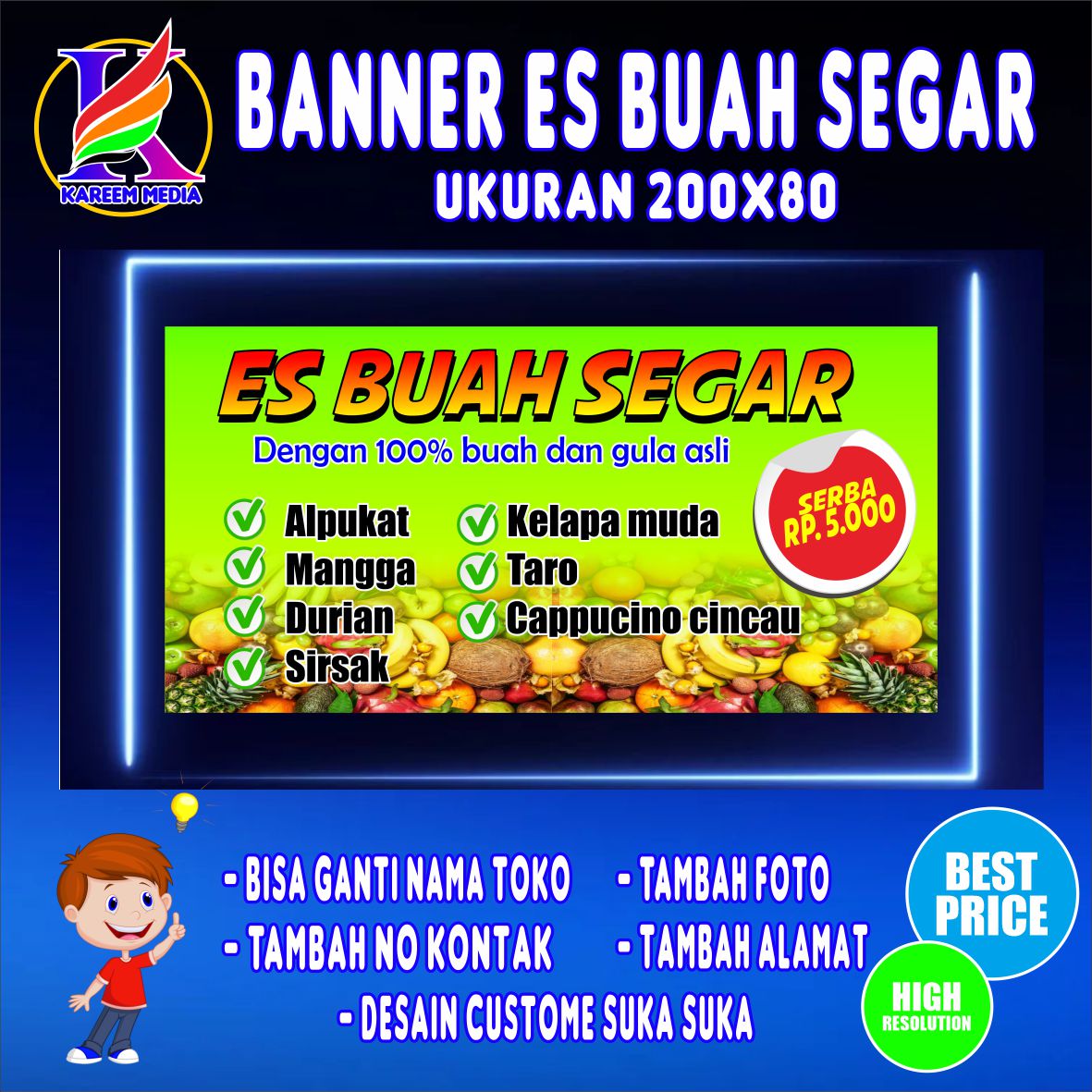 Spanduk Banner Backdrop Es Buah / Banner Es Buah / Spanduk Es Buah ...