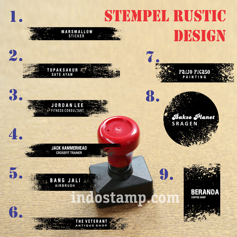 stempel nama logo toko rustic splash design classic flash stamp ...