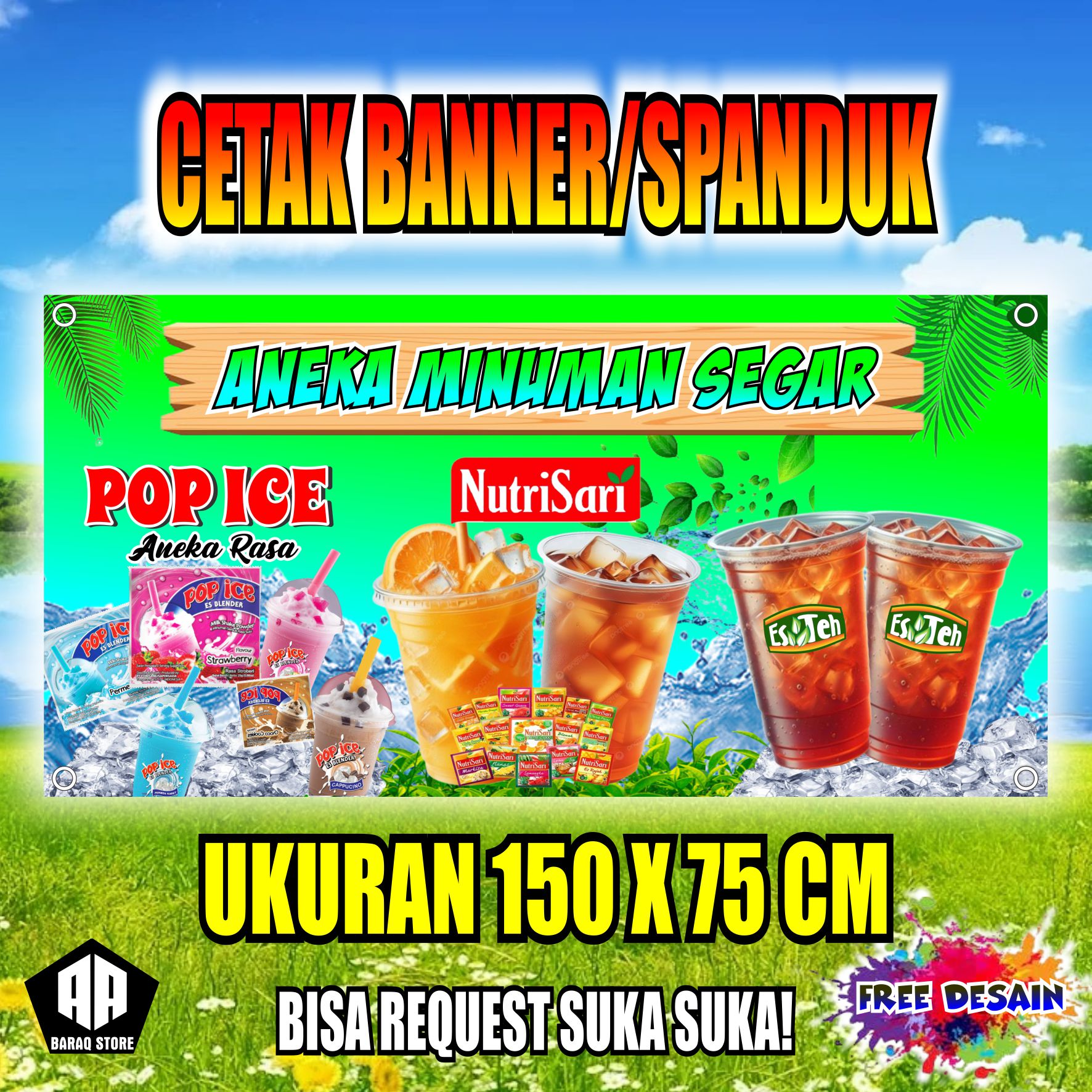 Spanduk Banner Aneka Minuman Segar Hijau Ukuran 150 Cm Tinggi 75 Cm ...