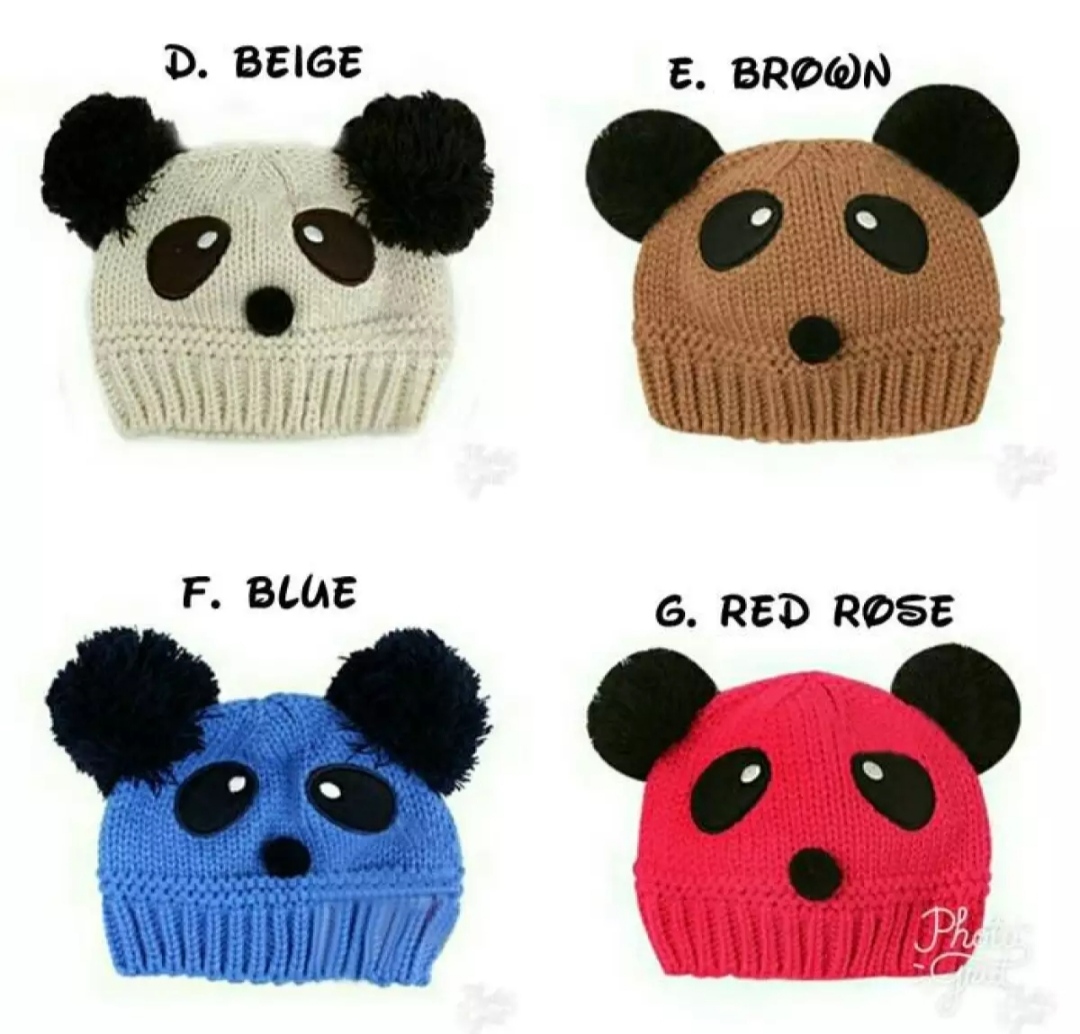 topi kupluk bayi panda /topi kupluk anak balita bayi panda rajut ...