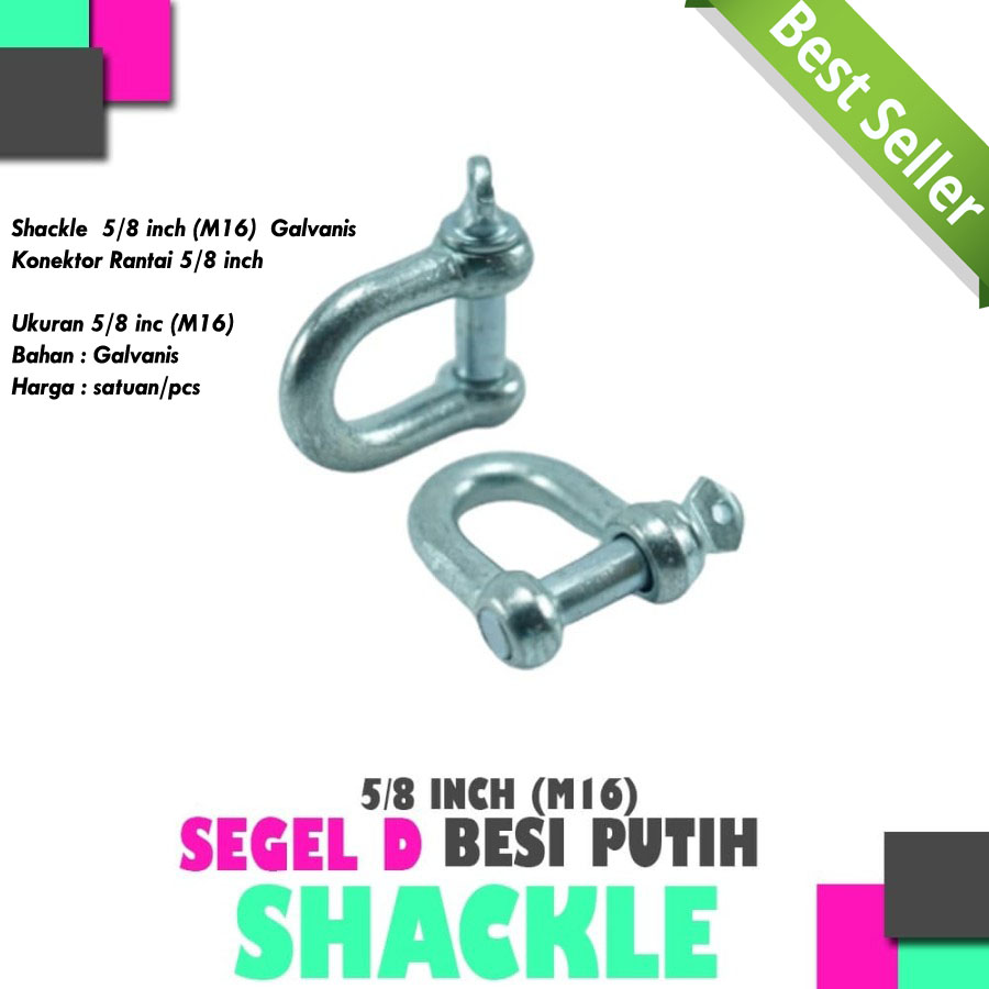 Shackle 5/8 inch (M16) Galvanis - segel D- Konektor Rantai 5/8 inch ...