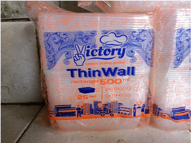 paket 200 pcs, Thinwall Victory segi panjang 500 ml, lebih besar ...