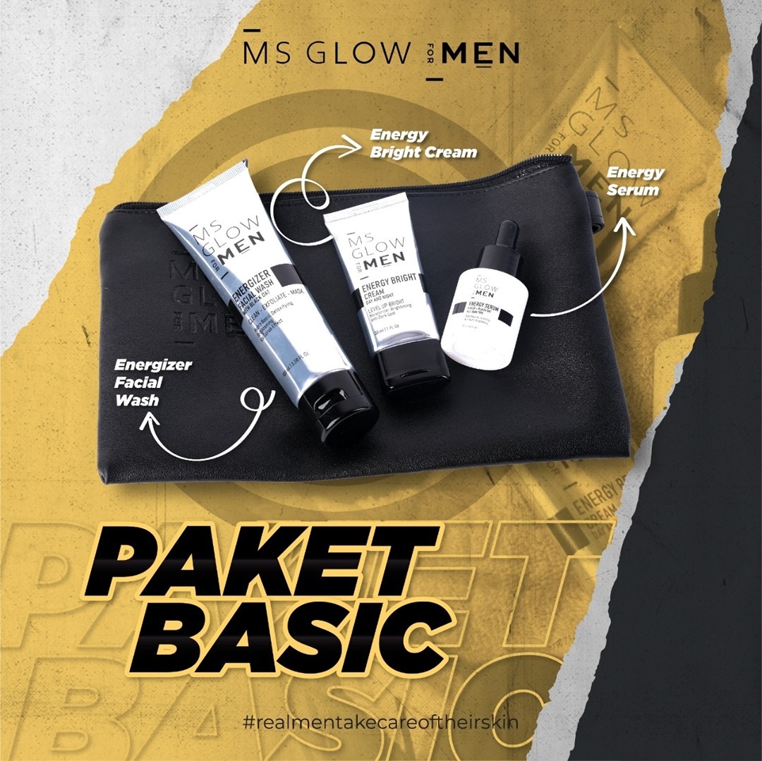MS Glow For Men Paket Basic Isi 3 In 1 - Produk MS Glow Man FREE POUCH ...