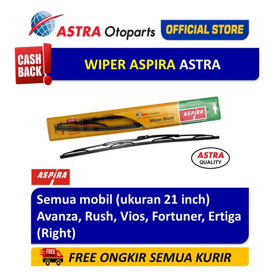 Wiper Blade ASPIRA Avanza, Rush, Vios, Fortuner, Ertiga ukuran 21 (12 ...