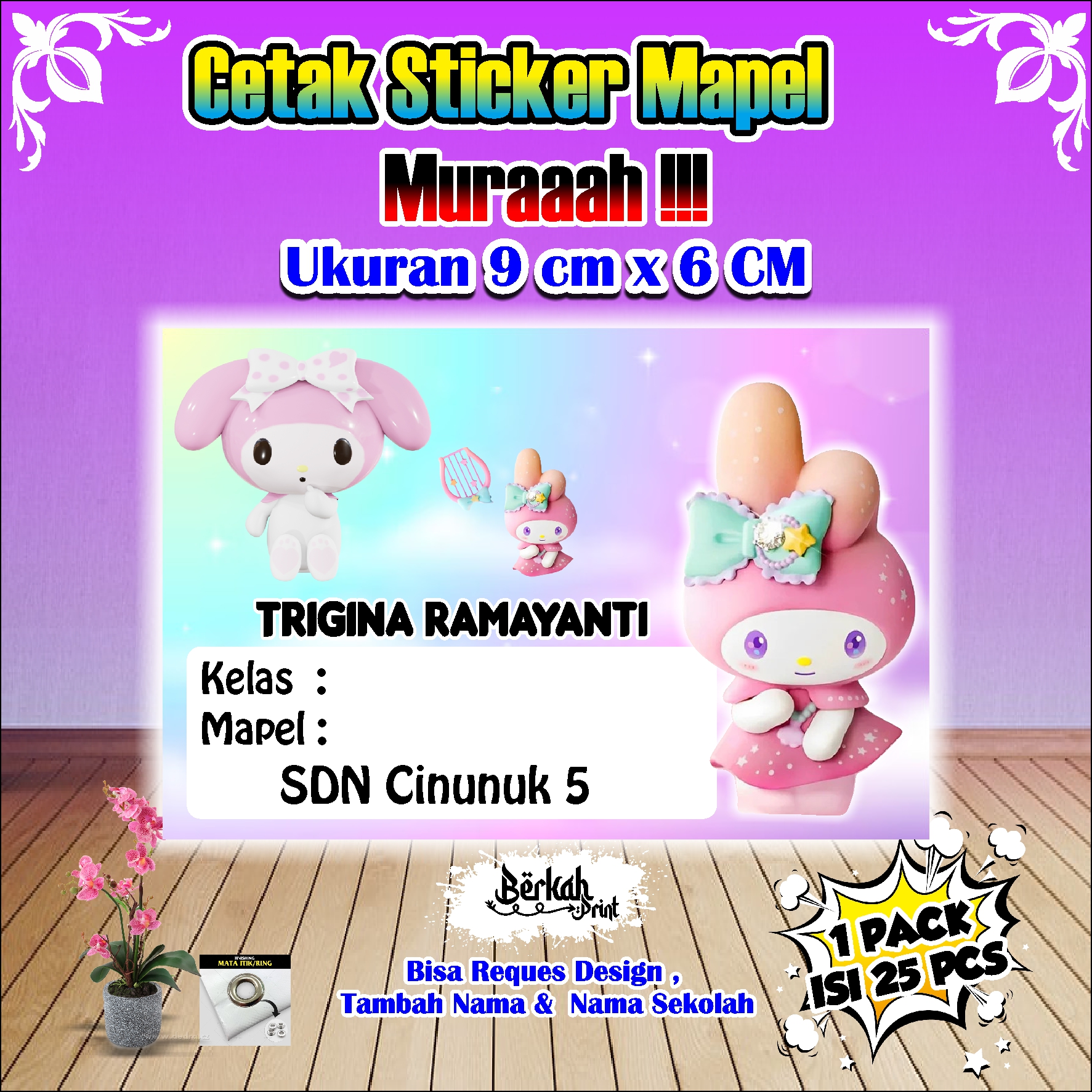 Sticker Mapel Karakter Melody Ukuran 9 cm x 6 cm | Lazada Indonesia