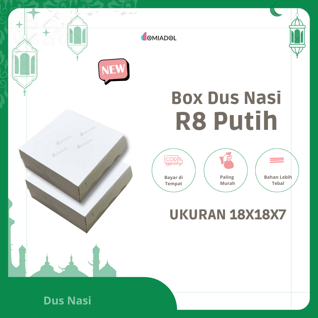 Box Dus Nasi Kotak R8 Putih Premium Plus Mika Sendok - Ukuran 18x18x7 ...
