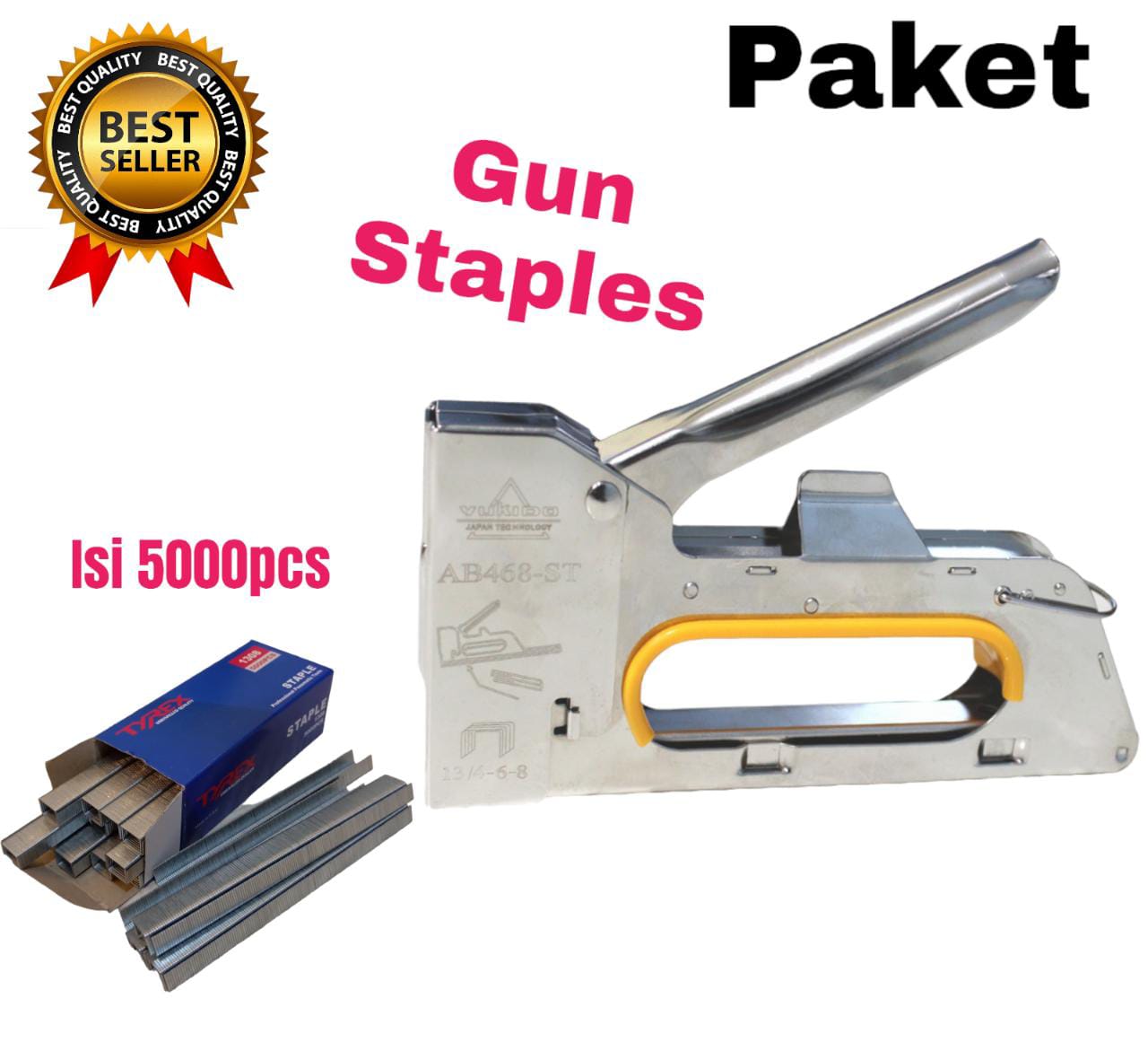 Staples Tembak Gun Tacker + Isi atau Refil 13/8 Stapler Jok Staples ...