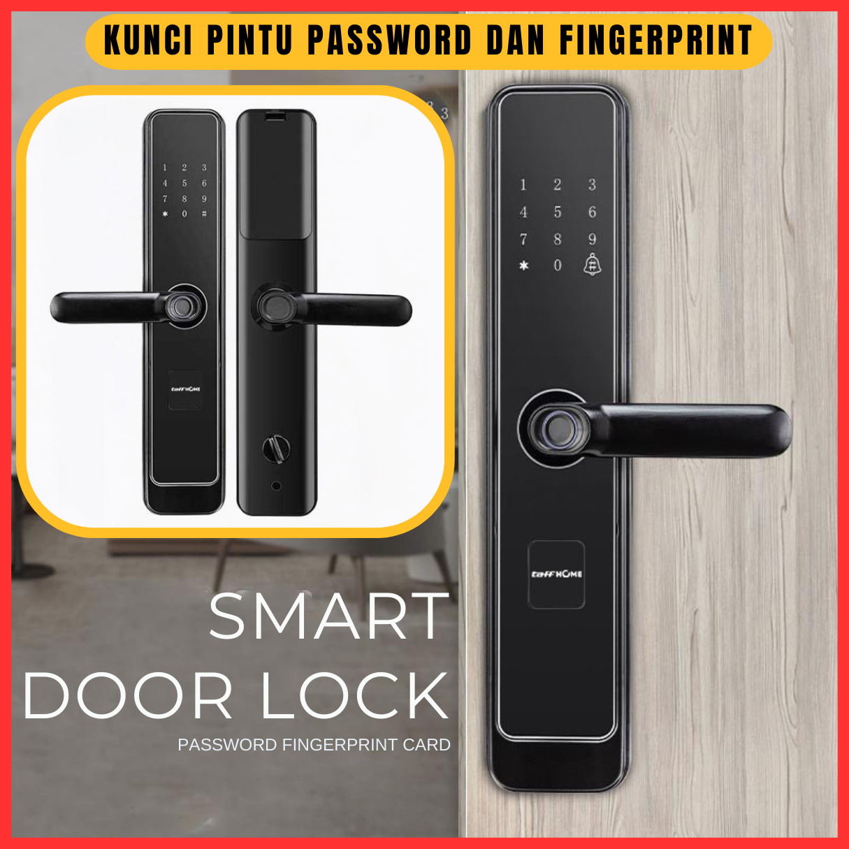 Smart Door Lock Password Fingerprint Card RFID Alarm | Lazada Indonesia