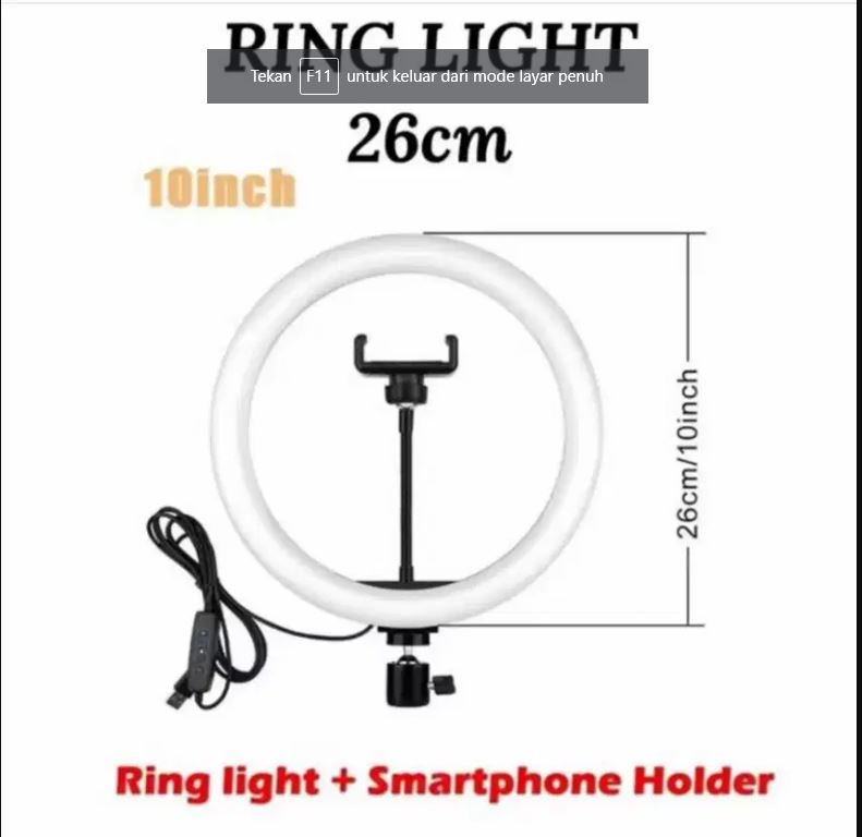 Ring Light LED 26cm 10inch Selfie Makeup Vlog Ringlight Live Streaming ...