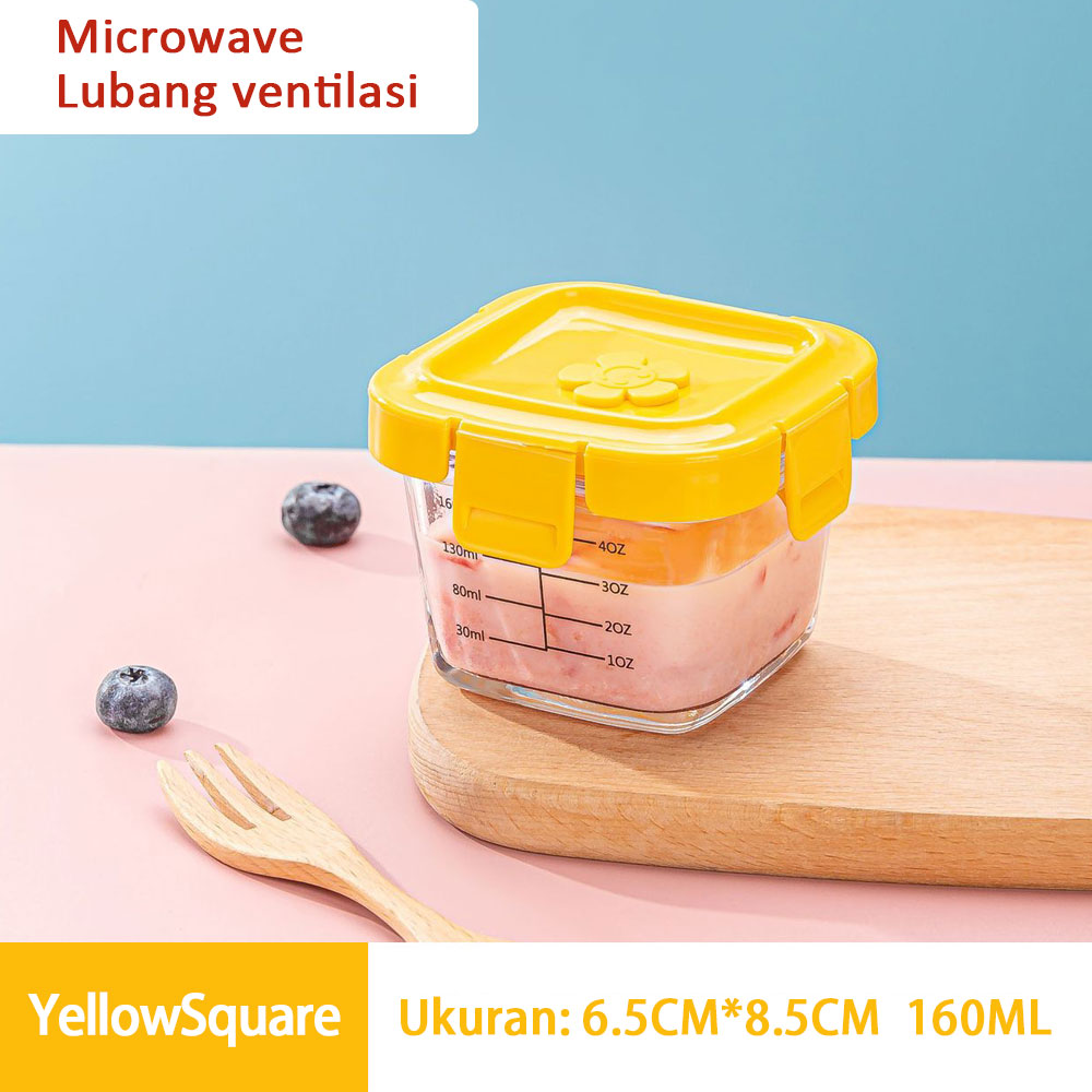 Baby Shine Tempat Kotak Mpasi Kaca Wadah Mpasi Kaca Penyimpanan Mpasi ...