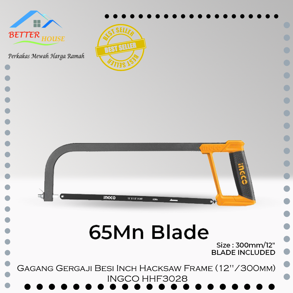 Stang Gagang Gergaji Besi Inch Hacksaw Frame (12"/300mm) INGCO HHF3028 ...