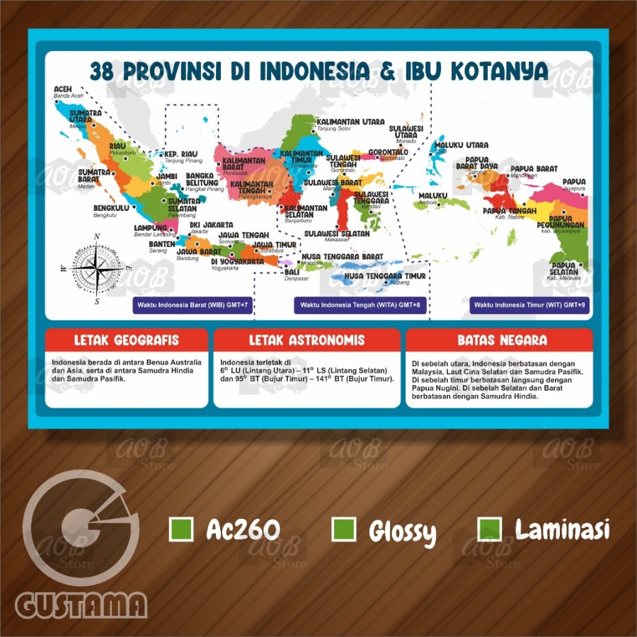 Poster Peta 38 Provinsi di Indonesia dan Ibu Kotanya, Poster Edukasi Laminasi A3 | Lazada Indonesia