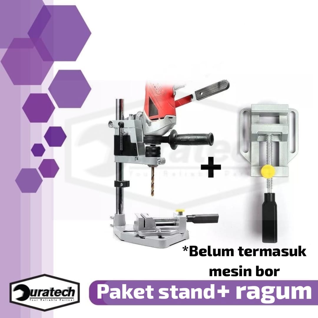 Paket 2in1 Stand Drill Dudukan Bor Tangan Dan Drill Press Vice Clamp ...