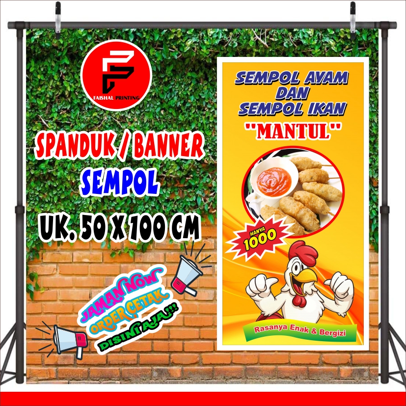 Banner Sempol Ayam / Banner Sempol Ikan / Spanduk Jajanan Sempl Ukuran ...