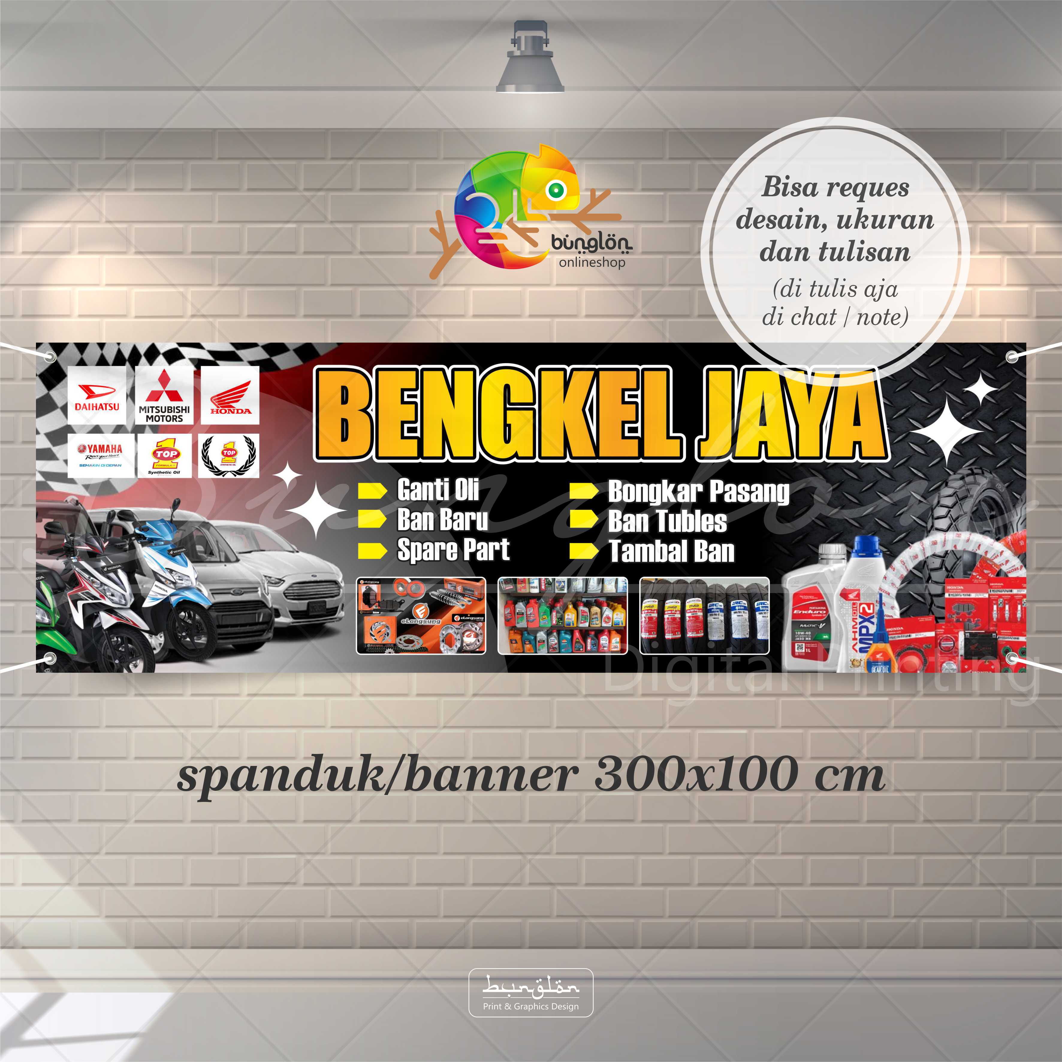Size 300x100 Cm Spanduk Banner Bengkel Mobil Motor Custom Murah | Lazada Indonesia