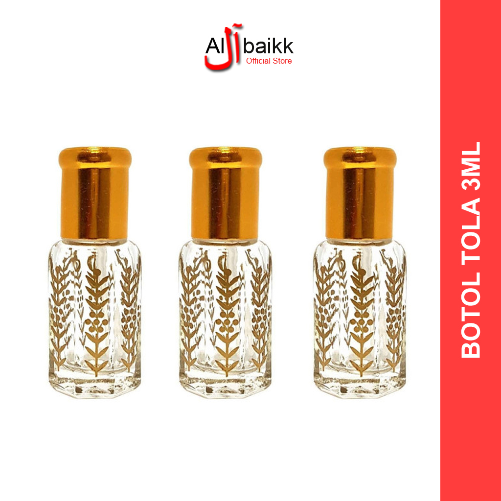 Botol Tola Kosong 3ml Motif Bunga Padi Stik Untuk Misk Thaharah Dll ...