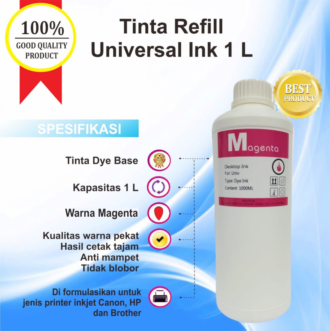 Tinta Refill Printer Canon G1010 G2010 G3010 G4010 Black Color 1 Liter ...