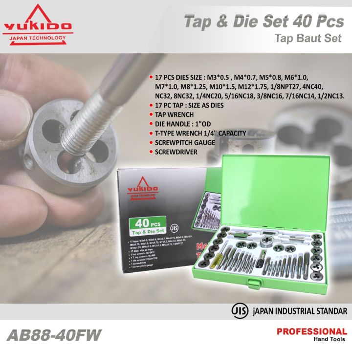 SPT TEKIRO !!Tap And Die Set 40 Pcs Tap Dan Dies Senai Ulir Drat Baut ...