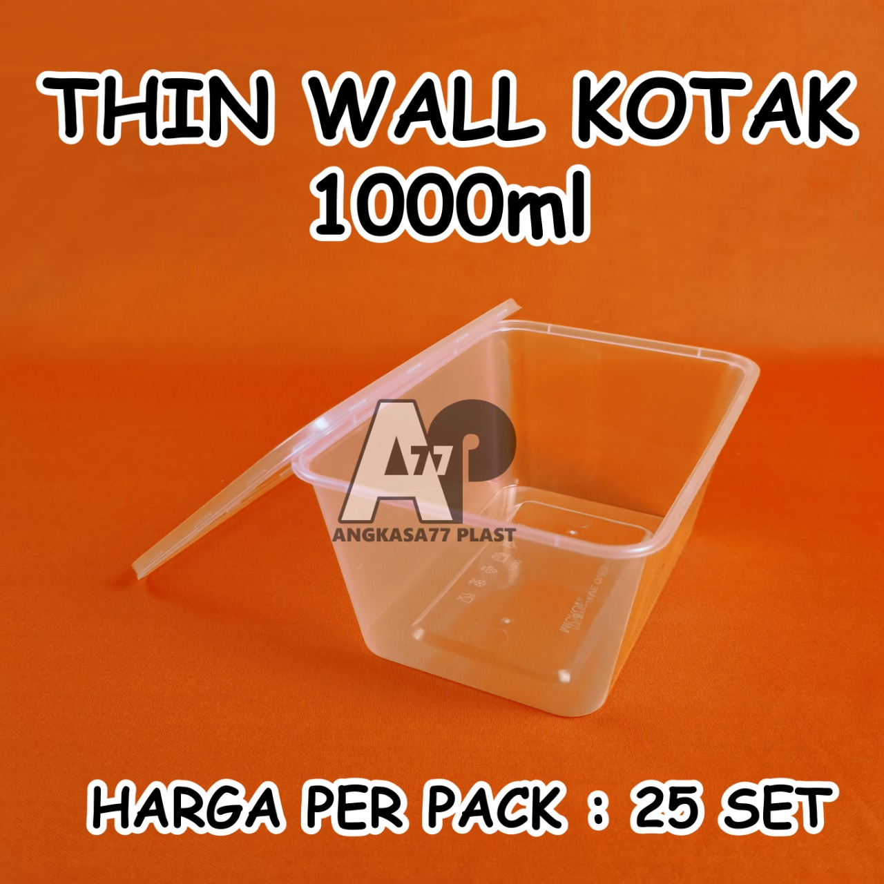 Thinwall persegi panjang 1000ml / food container kotak makan 1000 ml ...