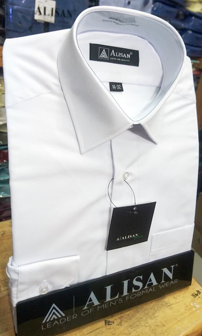 Kemeja Alisan Polos Lengan Panjang warna Putih Reguler | Lazada Indonesia