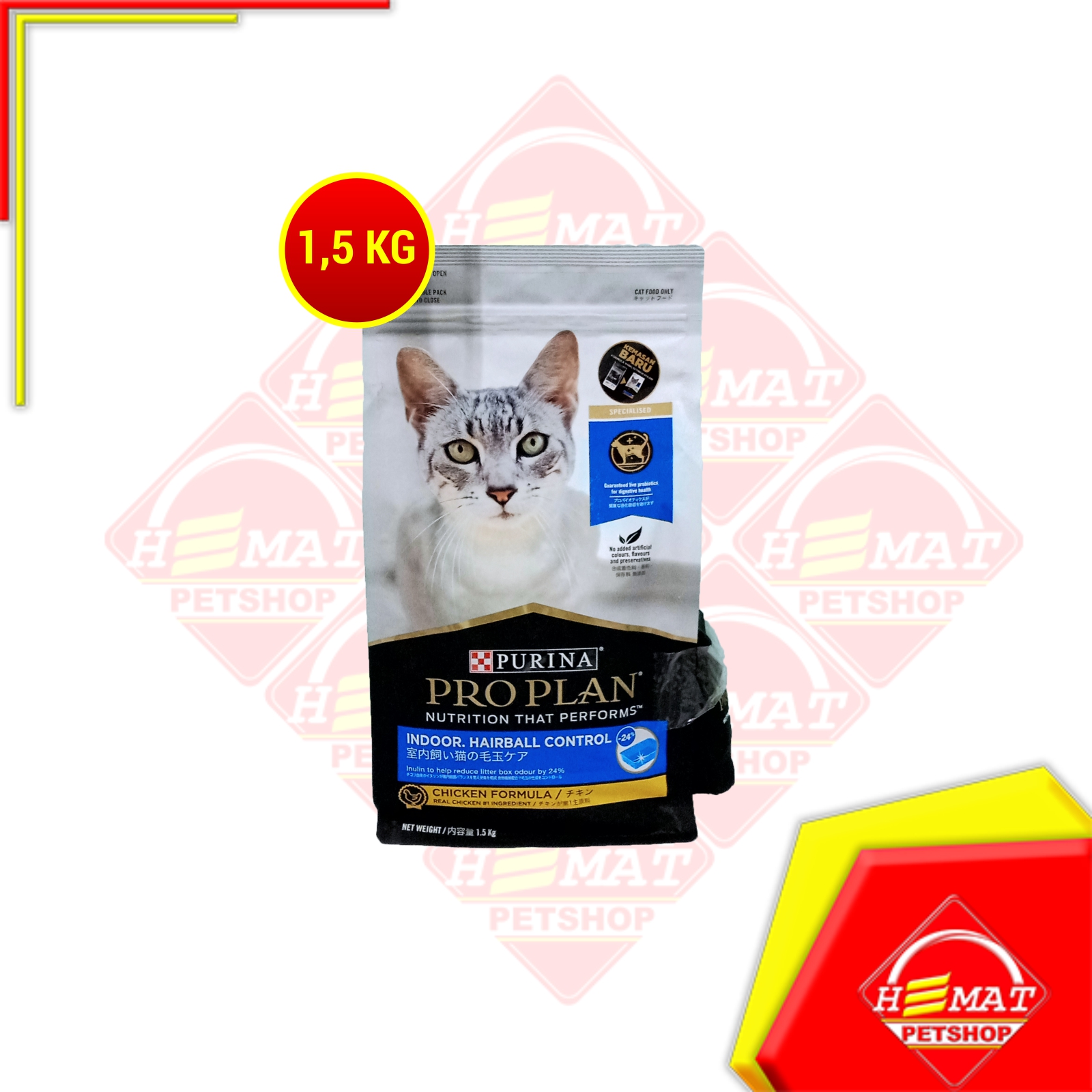 ProPlan Makanan Kucing Indoor Pro Plan Hairball Chicken Ayam 1.5 Kg ...