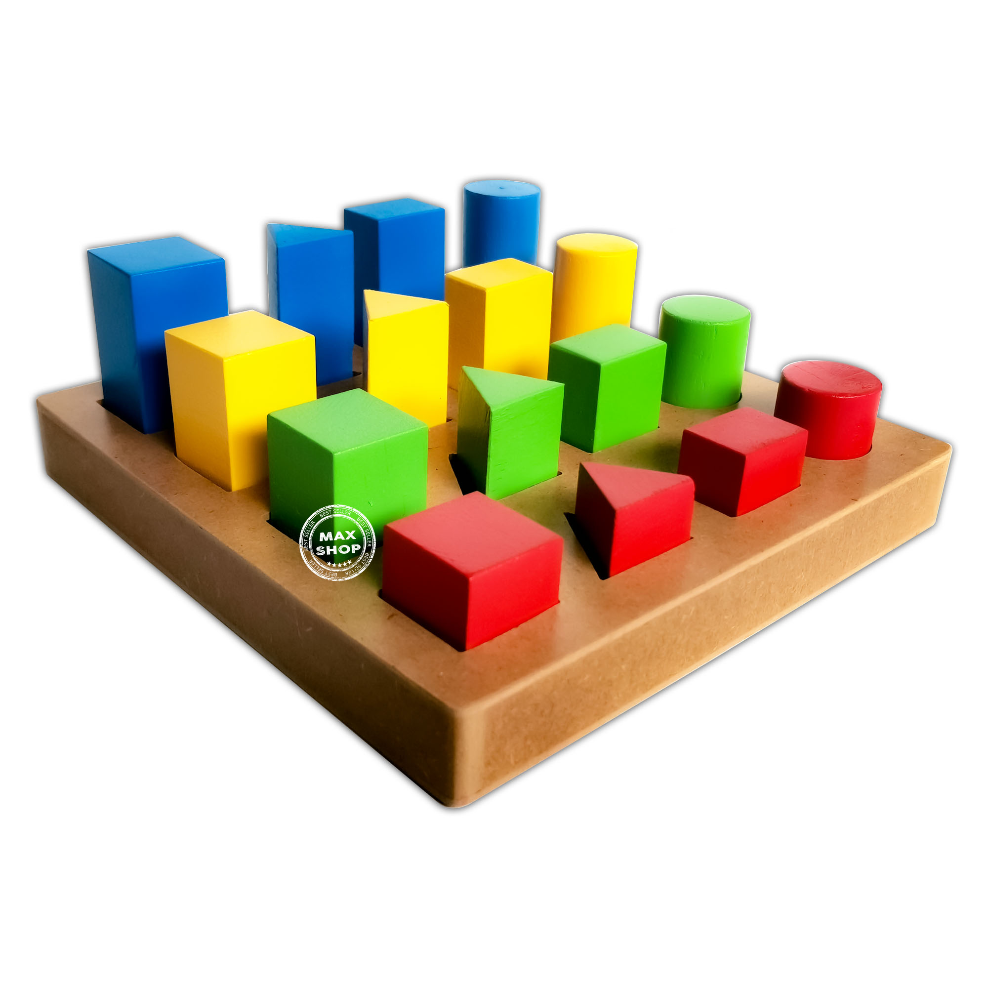 Pasak Kombinasi Geometri Tinggi Rendah Mainan Edukasi Anak Balok Kayu ...