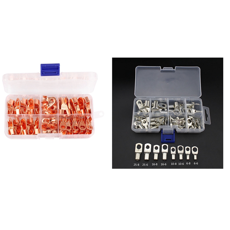 Bolt Hole Tinned Copper Cable Lugs Battery Terminals Set Wire Terminals ...