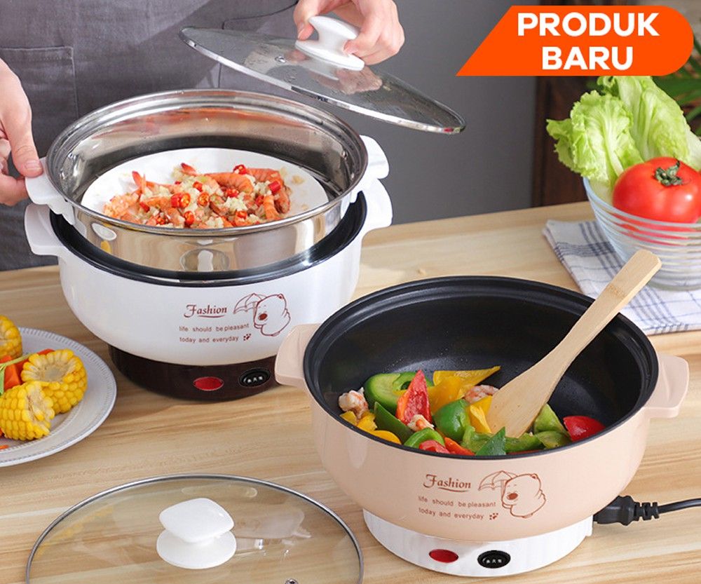 Panci Listrik Kapasitas 2,4 Liter - 22 CM Panci Portable Teflon ...