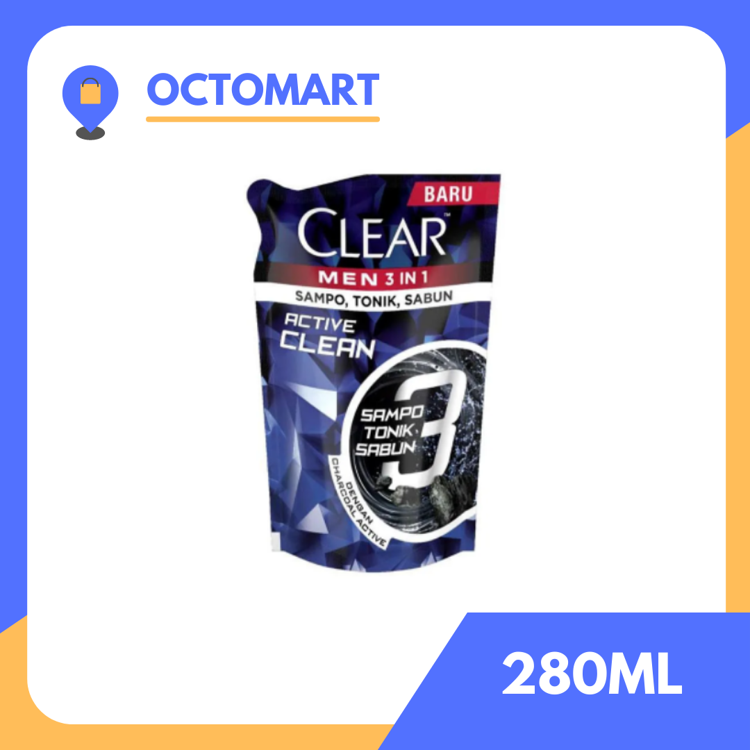CLEAR MEN Shampoo Refill Pouch 280ML / 280 ML / Shampo / Sampo Hair ...