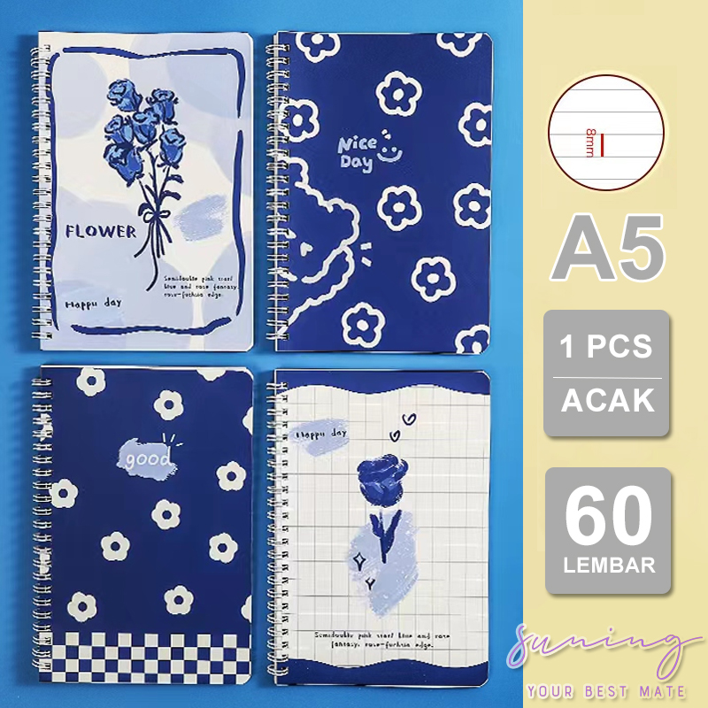 Buku Tulis A5 /Notebook A5/buku gulungan A5/Buku Tulis Sekolah isi 60 ...