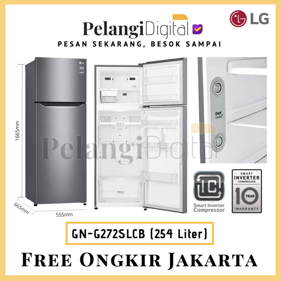 LG GN-G272SLCB Kulkas Dua 2 Pintu Smart Inverter - Lemari Es 254 Liter | Lazada Indonesia