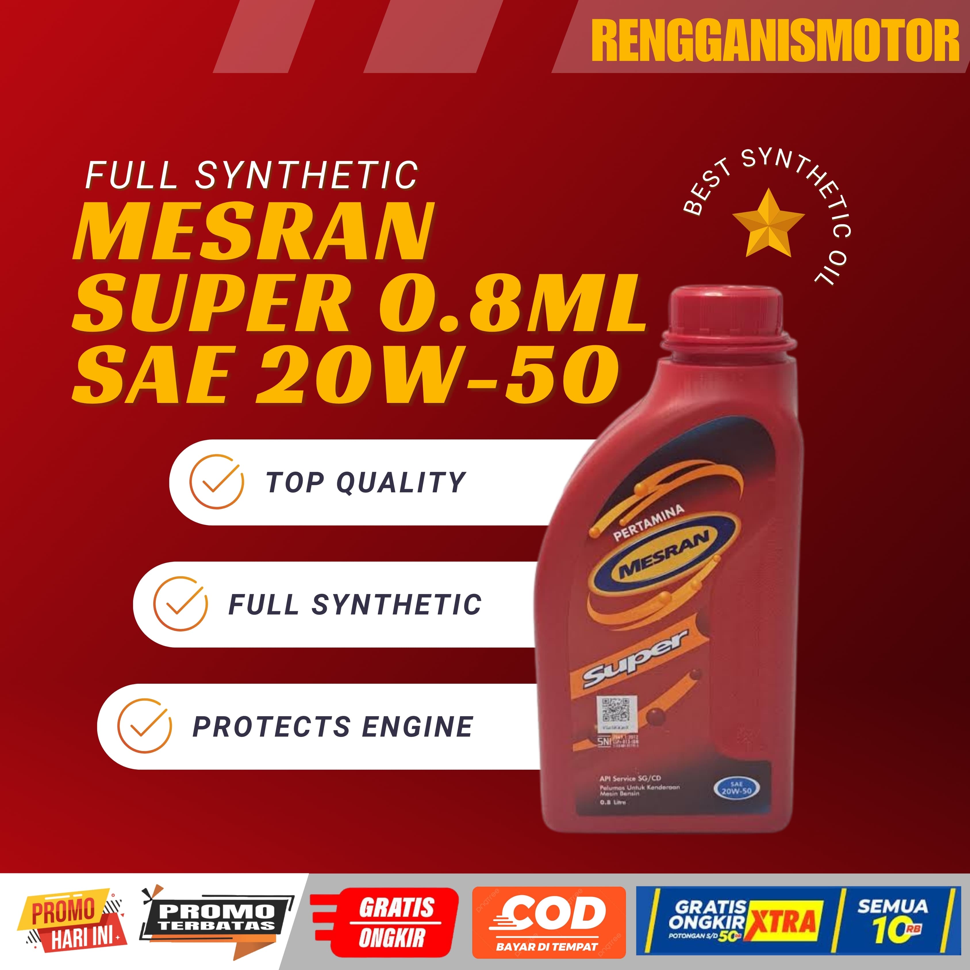 OLI PERTAMINA MESRAN SUPER 800 ML 20W 50 BAGUS UNTUK SEMUA MOTOR BEBEK ...